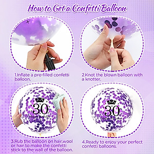 30th Purple Birthday Balloons Decorations, 16 PCS Purple White Happy 30th Birthday Confetti Latex Balloons for Women Men Happy Birthday Party Wedding Anniversary Indoor Outdoor Party Supplies,12 Inch