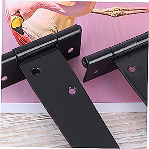 Housoutil 4pcs 10 Cabinet Hinges Black T Shape Hinges Heavy Duty Black Gate Hinges for Metal Black Gate Hinges for Wooden Fences Heavy Duty Barn Door Gate Spring Door Hinges Strap Hinges