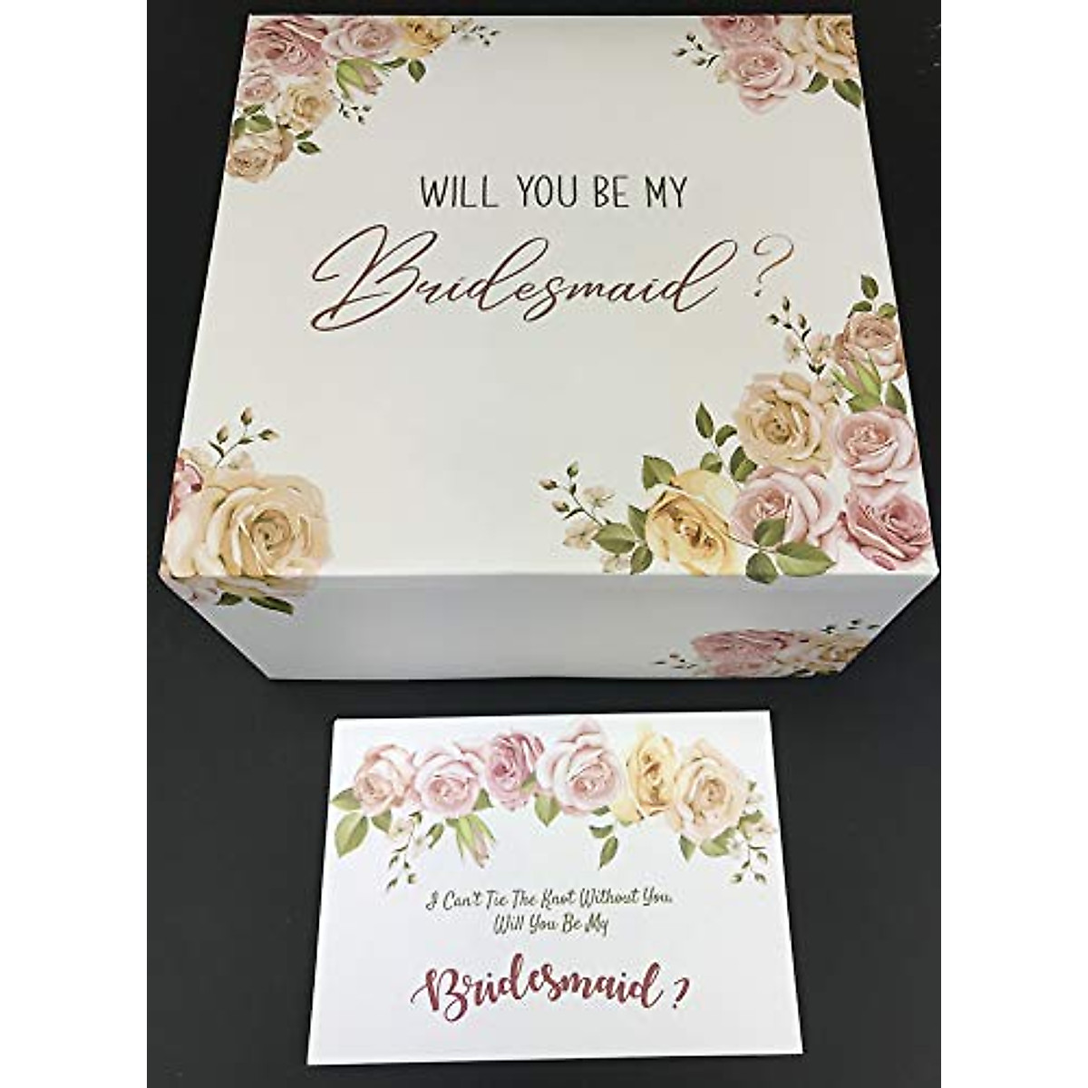 Bridesmaids Proposal Gift Boxes Set of 8 with Rose Gold Foil Letters & Proposal Cards to Ask Bridesmaids, Maid & Matron of Honor & Flower Girl (5 Bridesmaids, 1 MatronH, 1 MaidH, 1 FlowrGrl, 8)