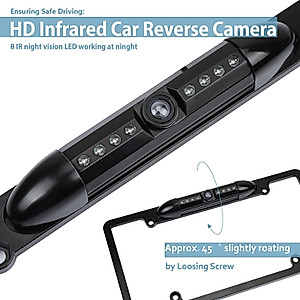 License Plate Frame Backup HD Camera Night Vision Rear View 8 IR LED 170° Angle Waterproof Compatible with Pioneer Car Radio AVH-120BT AVH-210EX AVH-2550NEX AVH-X490BS DMH-100BT DMH-160BT AVHX490BS