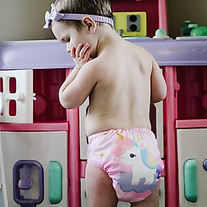 babygoal Reusable Cloth Diapers for Girls, Adjustable Washable Nappy 6pcs+ 6pcs Microfiber Inserts+One Wet Bag 6YDG08