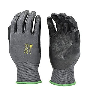 G & F Products 12 PAIRS Mens Working Gloves with Micro Foam Coating - Garden Gloves Texture Grip - men’s Work Glove For general purpose, construction, yardwork, Large (1519L-12),Grey/Black