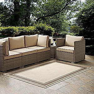 Modway Rim Solid Border 8x10 Indoor and Outdoor In Light and Dark Beige