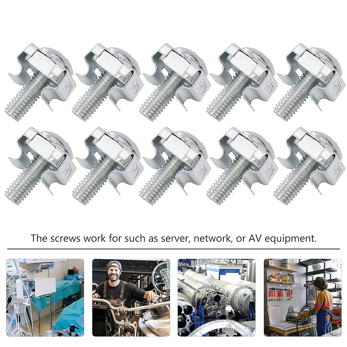 TEHAUX 100 Pcs Computer Rack Mount Cage Screws and Nuts for Rack Mount Server Cabinets- Industrial Screws