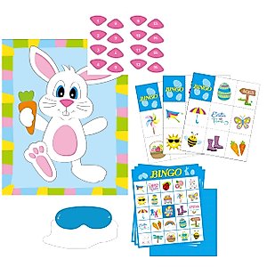 Iconikal Easter Bingo and Pin The Nose on The Bunny Game Set 32 Player