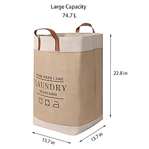 Mantto Large Laundry Basket Hamper Freestanding Laundry Hamper Collapsible Tall Clothes Hamper Storage Basket Foldable Laundry Basket Organizer for Laundry Bedroom Bathroom Toys 75L