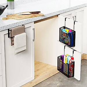 2 Pack Cabinet Door Organizer with Double Towel Bars Over The Cabinet Door Organizer Kitchen Cabinet Organizers and Storage Cutting Board Holder Suitable for Cabinet Doors Less Than 0.98 Inch Thick