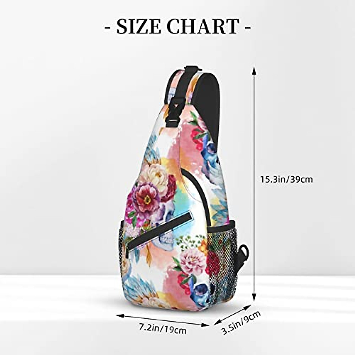 Sling Bag for Men Women, for Sugar Skull Mexcian Pattern, Shoulder Backpack Chest Bags