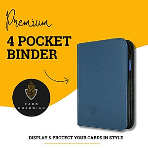 Card Guardian - 4 Pocket Premium Binder for 160 Cards (Black) | Zipper Closure and Side Loaded Pockets | Compatible with Trading & Sports Cards including Magic the Gathering, Yugioh, Baseball Cards