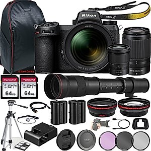 Nikon Z6 II Mirrorless Camera w/NIKKOR Z 24-70mm f/4 S Lens + NIKKOR Z DX 50-250mm f/4.5-6.3 VR Lens + 420-800mm f/8.3 HD Lens + Tripod + 128GB Memory + Case + Filter Kit + More (35pc Bundle)