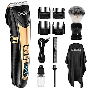 Hair Clippers for Men, Rechargeable Cordless Hair Clippers Beard Trimmer, Professional Electric Barber Home Hair Cutting Grooming Kit for Men Women Kids, LED Display