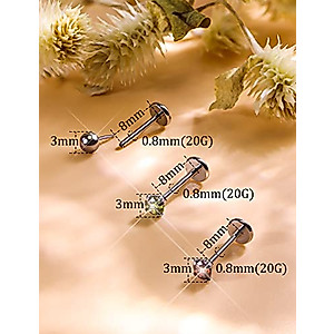 Ylqjksk 20G Nose Rings Stud Surgical Steel Threadless Push in Flat Back Stud Earrings Tragus Cartilage Earrings Lip Ring Medusa Piercing Jewelry for Women Men