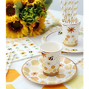 Winoo Design Bee Party Decorations - Disposable Tablecloth 54 x 108 Inches for Bee Baby Shower Birthday Party Supplies