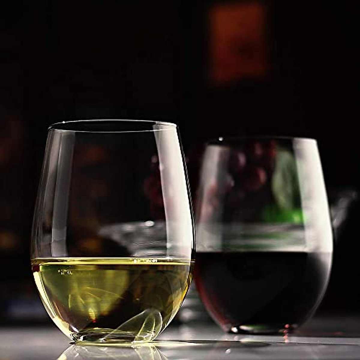 LUXU Stemless Wine Glasses(Set of 4)-20 oz,Crystal Wine Cups for Red or White Wine,Large Water Juice Glasses,No Stem Glass Beverage Cups,Clear Drinking Tumblers for Any Occasion