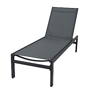 Kozyard Modern Full Flat Alumium Patio Reclinging Adustable Chaise Lounge with Sunbathing Textilence for All Weather, 5 Adjustable Position, Very Light, Anti-Rusty (Gray)
