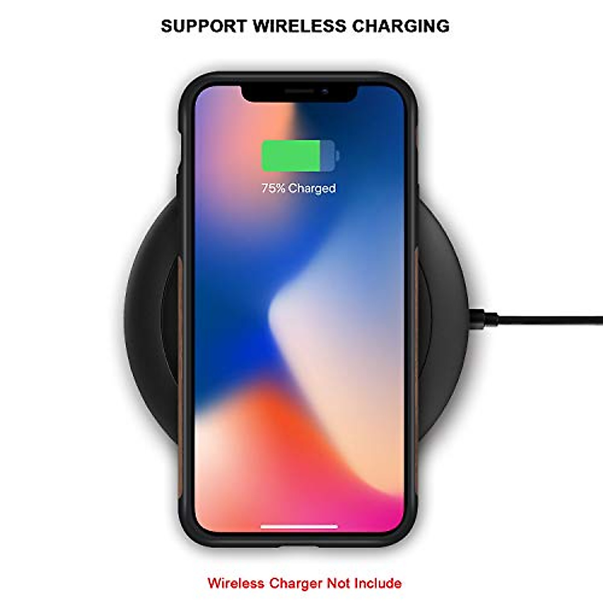 TENDLIN Compatible with iPhone Xs Max Case Wood Grain with Carbon Fiber Texture Design Leather Hybrid Slim Case Compatible with iPhone Xs Max