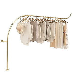 HIYOUGO Heavy Duty Clothing Rack for Boutiques - 200 lbs Capacity Metal Wall Mounted Display - Creative S Shape Design for Shirts and Garments - Ideal for Retail Stores and Commercial Use
