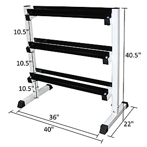 Ader 11 Pairs Octagon Rubber Dumbbells 424Lbs with 3 Tier 36" Dumbbell Rack and 4' Rubber Mat