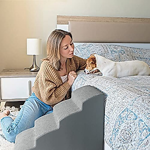 Sturdy Dog Stairs and Ramp for Beds Or Couches Up to 23" High by ZICOTO - Durable Easy to Walk on 19" Steps for Small Dogs and Cats - Allows Your Pets Easy Instant Access to Your Sofa or Bedside