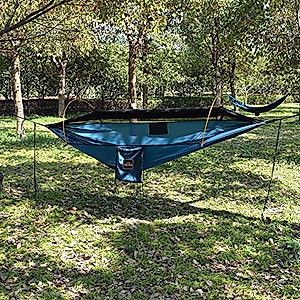 AnorTrek Professional Camping Hammock with Mosquito Net, Lightweight Portable Double Hammock with Two 10 FT Hammock Tree Straps, 230T Nylon Hammock for Camping, Hiking, Yard, Backpacking