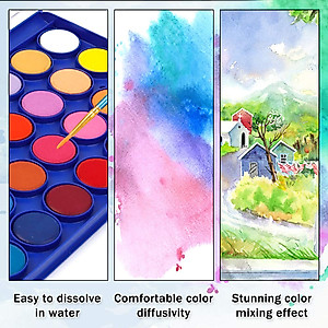 Shuttle Art 43 Pack Watercolor Paint Set, 36 Colors Watercolor Paint Pan Set with 6 Brushes and 1 Watercolor Pad for Beginners, Artists, Kids & Adults Watercolor Painting, Bullet Journal, Calligraphy