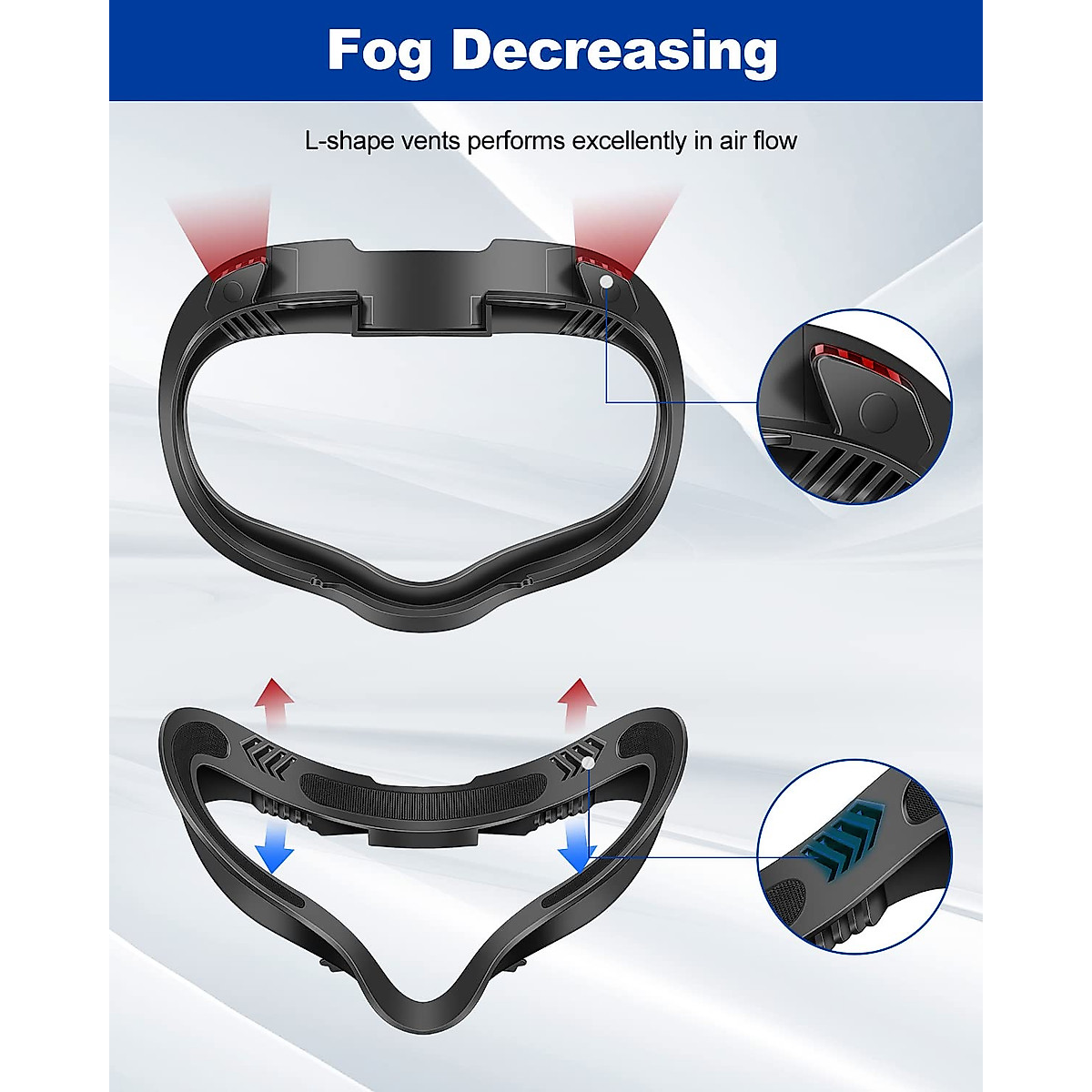 VR Accessories for Oculus Quest 2 Face Pad, Fitness Facial Interface Foam Replacement, with 2 x Foam Replacement and Air-Circulation Design