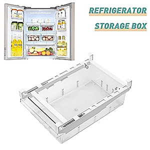 MDHAND Refrigerator Organizer Bins, Pull-Out Fridge Drawer Organizer Bins, Kitchen Refrigerator Pantry Organizer for Fruit and Vegetable, Fridge Organization fit for Fridge Shelf Under 0.6"