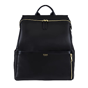 ZEPOL NEW YORK Leather Diaper Bag Backpack with Changing Pad, Stroller Straps (Leia Bag)