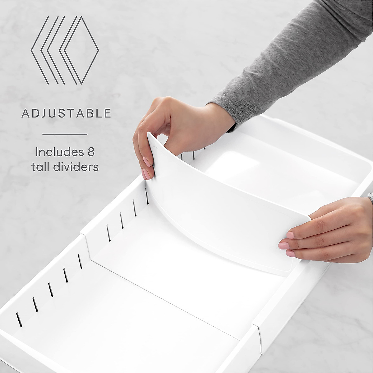 YouCopia StoraLid Food Container Lid Organizer, Expandable with Tall Dividers, White