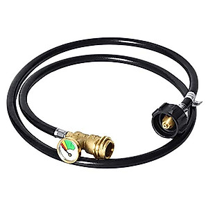 GGC 6 Feet Propane Tank Extension Hose with Gauge ,LP Gas Hose Replacement for Grill Heater and Other, Male QCC/POL Fittings