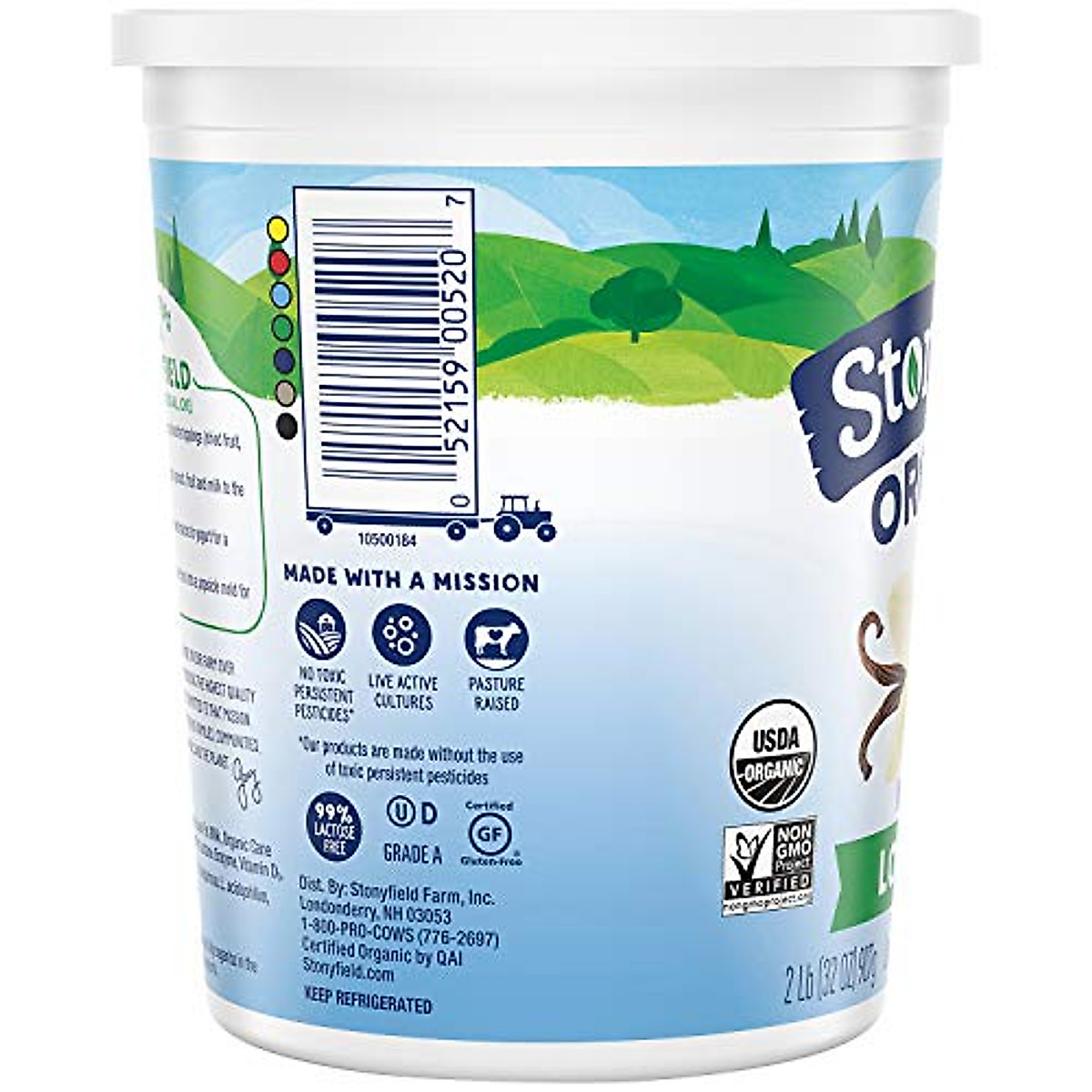 Stonyfield Organic Lowfat Yogurt, Vanilla, 32 oz. – 6g of Protein, Multiserving Yogurt