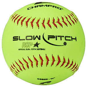 Champro 11" Slow Pitch Practice Softballs with Flat Seams and Durahide Cover, 12 Pack