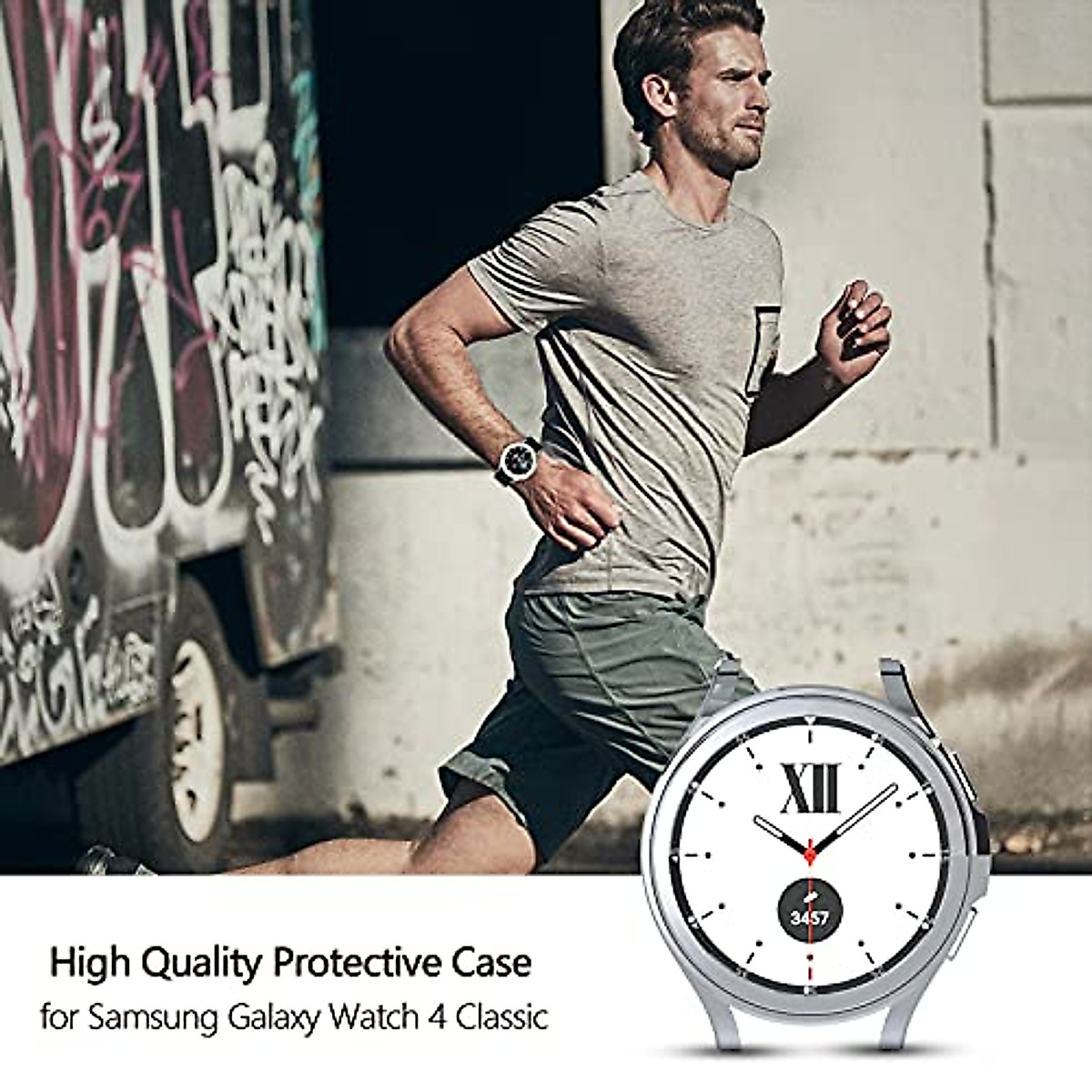 [4+4 Pack] BHARVEST for Samsung Galaxy Watch 4 Classic 46mm Screen Protector and Case, 4 Packs Flexible TPU Frame Cover with 4 Sets Tempered Glass Protective Film for Galaxy Watch 4 Classic 46mm