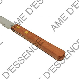 AME D’ESSENCE Set of 12 Stainless Steel Steak Knives - 4 1/2 Inch Serrated Edge, Round Tip, Wooden Handle - Ideal for Kitchen, Butter Cutlery, and Restaurants