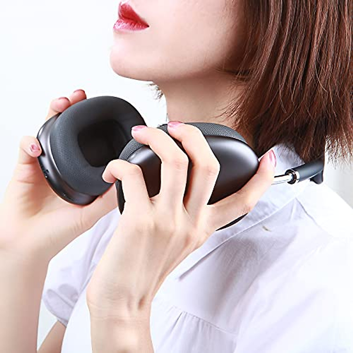 Ear Cushions for AirPods Max Headphones Earpads Replacement Ear Pad Covers Earmuffs with Protein Leather, Memory Foam and Magnet Black