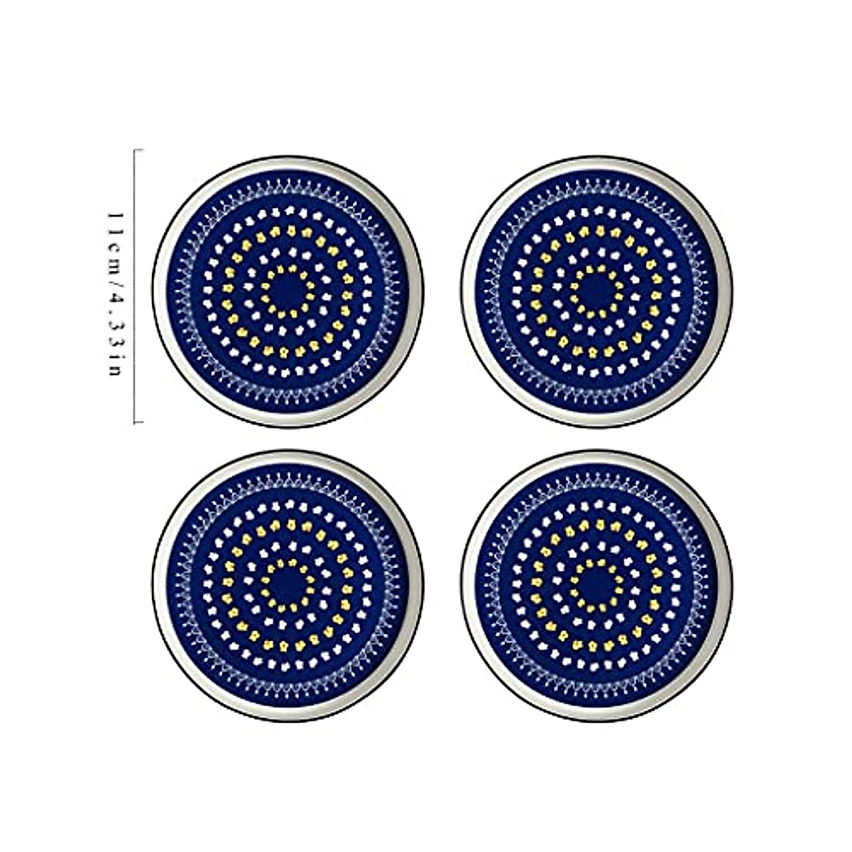 WAOCEO Appetizer Bowls Set of 4 Ceramic Sauce Dish Soy Sauce Dipping Plates Snack Sushi Fruit Appetizer Plates Side Dishes 4.33inches Salad Bowls (Color : Blue3)