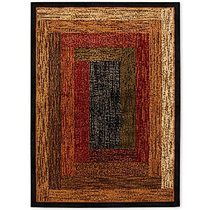 Home Dynamix Royalty Vega Contemporary Geometric Area Rug, Black/Brown, 7'8"x10'4" & Royalty Vega Contemporary Geometric Runner Area Rug, Black/Beige