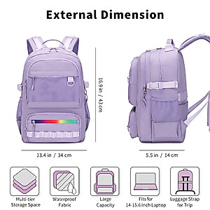 Harlang multi-function Backpack for teens, Laptop Backpack Fit 15.6 Inch, Classic Bookbag with Multi Pockets, Durable for School & Travel & Business - Purple