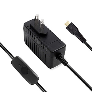 LoveRPi Certfied MicroUSB 5.25V 2.5A Power Supply with Power Switch and Status LED for Raspberry Pi