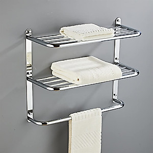 Towel Rack Bathroom Towel Rack, Bath Towel Bar, Chrome Three Tier Towel Hanger, SUS 304 Towel Holder Fixed Bath Towel Holder Bath Shelves Towel Rail Towel Shelf