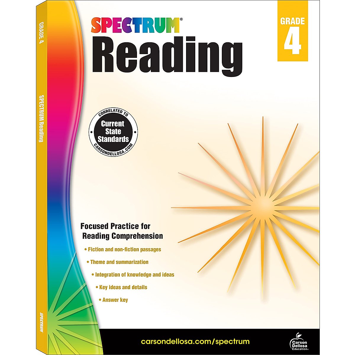Spectrum Reading Comprehension Grade 4 Workbooks, Spectrum Grade 4 Nonfiction and Fiction Reading Comprehension, Summarizing Stories and Identifying Themes, and Critical Thinking Skills