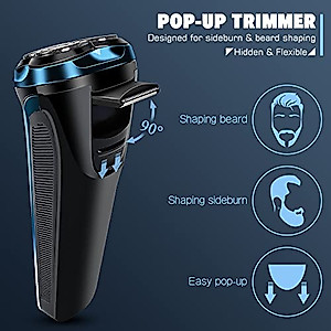 Electric Shaver for Men USB Rechargeable Cordless Rotary Razor LCD Display Pop-up Sideburn Trimmer IPX7 Waterproof Wet Dry Shaver for Beard Face Hair 100-240V Worldwide Travel Gift for Him