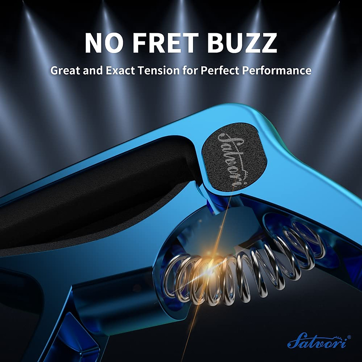 Salvori Exclusive Gradient 'Blue-Plated' Heavy-Duty Guitar Capo for Acoustic/Electric Guitar with 4 Picks, Guitar Clip/Guitar Clamp/Guitar Accessories for Classical Guitar, Ukulele, Mandolin and Banjo