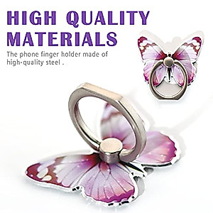 4 Pack Cute Butterfly Cellphone Stand Set, Butterfly Cell Phone Ring Holder, 360°Rotation Phone Ring Grip Compatible with All Smartphones Tablet(Pink, Yellow, Purple, Green)