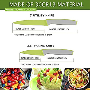 LUCKYTIME Kitchen Knife Set, 5 Pieces Kitchen Knife Set with 5 Sheaths, Stainless Steel Knife Set for Fruit and Vegetable Cutting