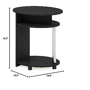Furinno JAYA Simple Design Oval End Table with Bin, Americano/Chrome