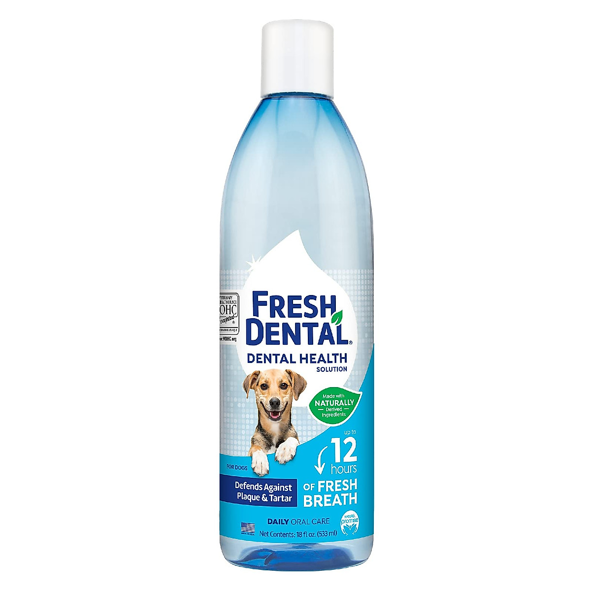 Naturel Promise Fresh Dental Water Additive - Dental Health Solution for Dogs - Easy to Use - Helps Clean Teeth - Freshens Breath Up to 12 Hours - No Brushing Required - 18 Fl Oz, 1 Pack