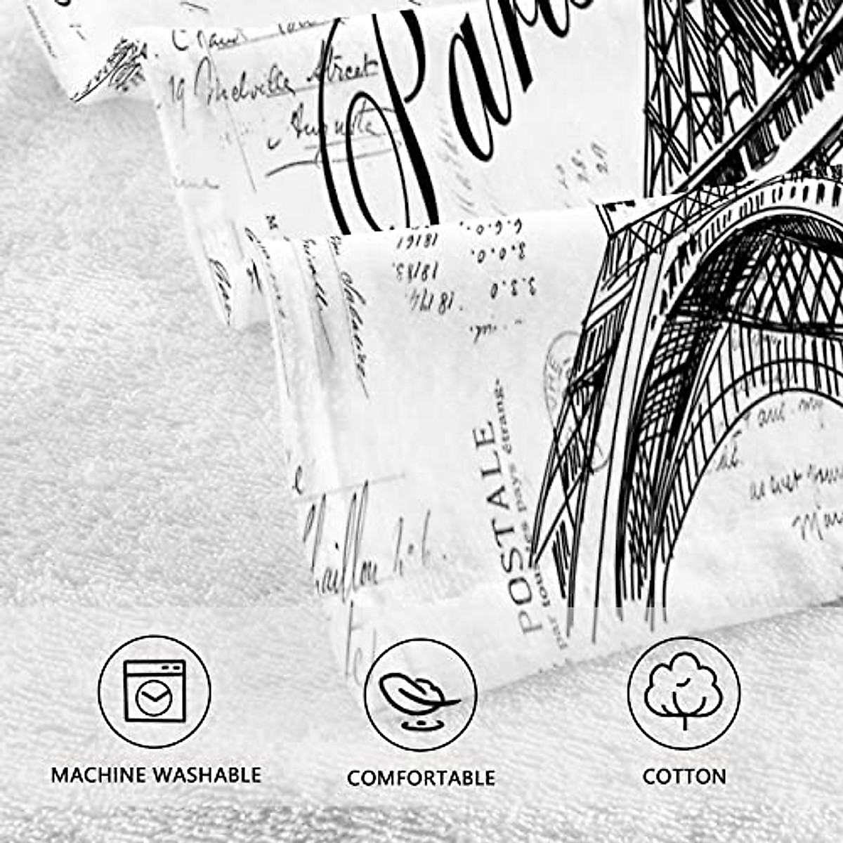 MAOBLYR Paris Eiffel Tower Set of 2 Fingertip Towel Larger Pure Cotton Soft Highly Absorbent Hand Towels for Bathroom Spa Home (16 x 28 Inches)