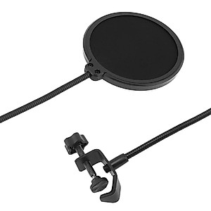 OriGlam Professional Microphone Pop Filter Mask Shield for Any Other Microphone, Dual Layered Pop Wind Screen with Flexible 360° Clip Stabilizing Arm