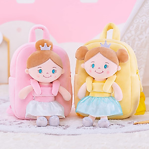 Gloveleya Toddler Backpack with Rag Doll Baby Gifts Angel Girl Pink 9 Inches